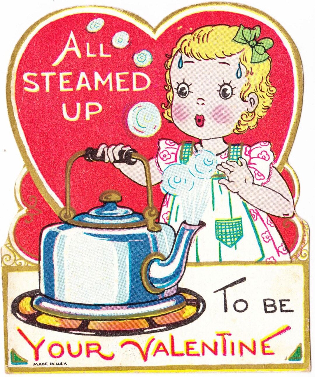 Vintage All Steamed up to Be Your Valentine Cut Out Decoration - Etsy