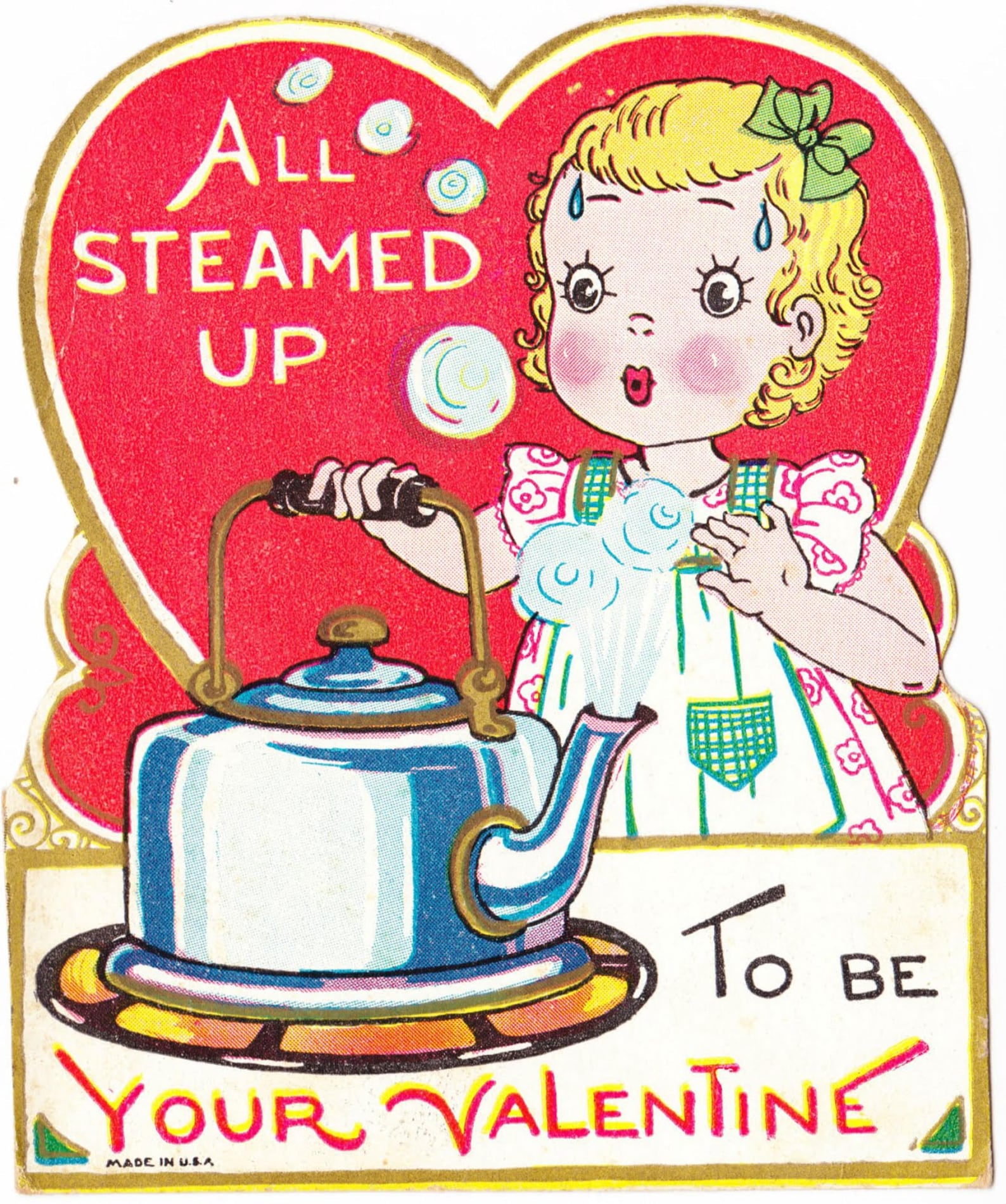 Vintage All Steamed up to Be Your Valentine Cut Out Decoration - Etsy