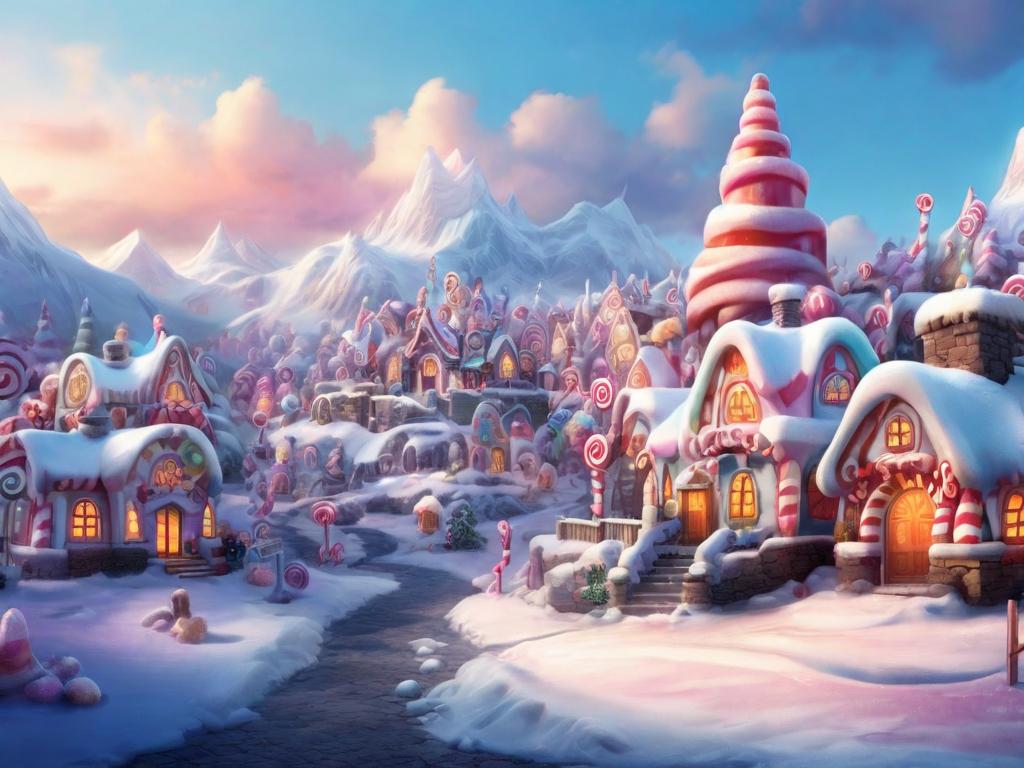 Candyland Snow Covered Village Christmas Yuletide Cutout - Etsy