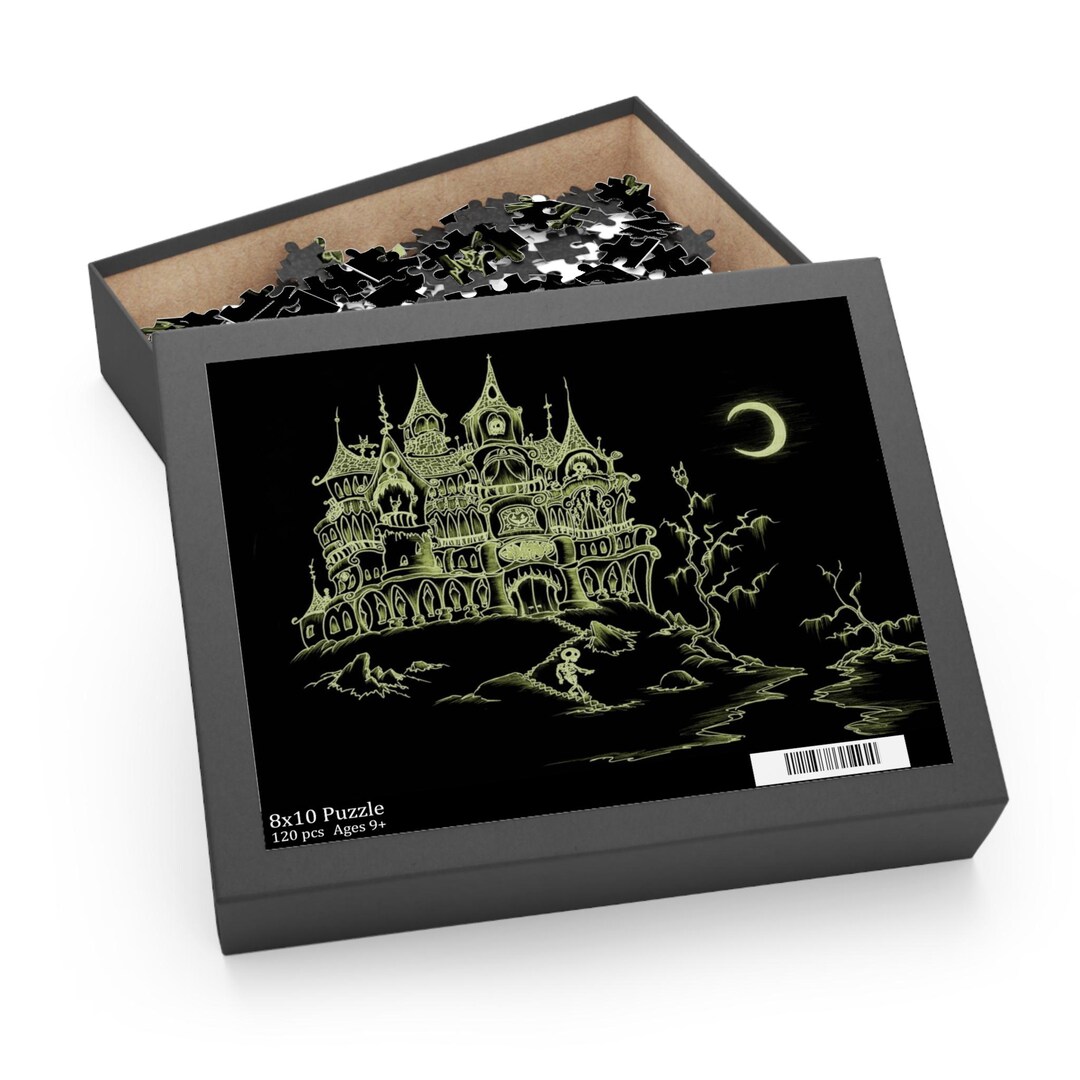 Creepy Sketchy Little Guy and Hunted House Halloween Samhain Puzzle ...