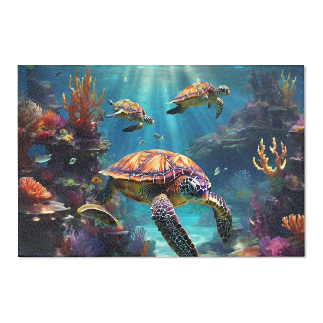 Colorful Sea Turtles Area Rugs - Etsy