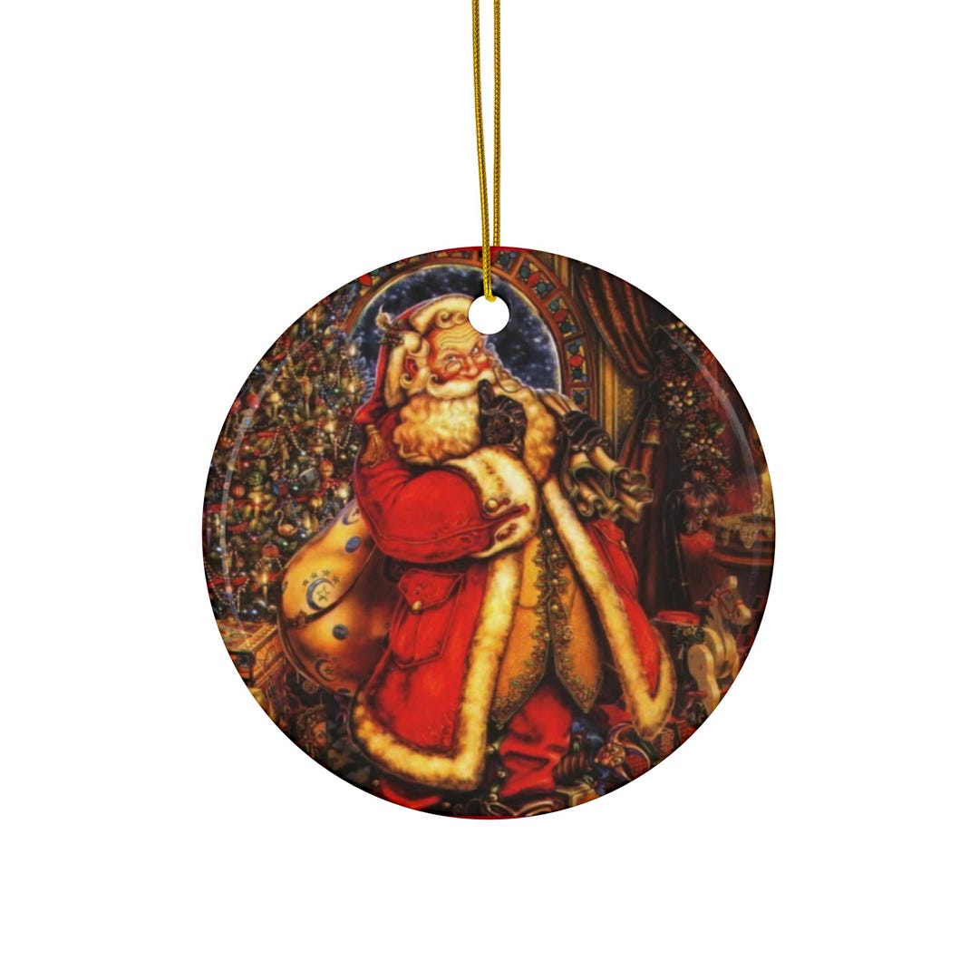 Victorian Shushing Santa Christmas Ceramic Ornament, 4 Shapes - Etsy