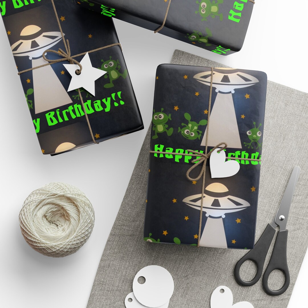 Happy Birthday UFO Aliens Wrapping Papers - Etsy
