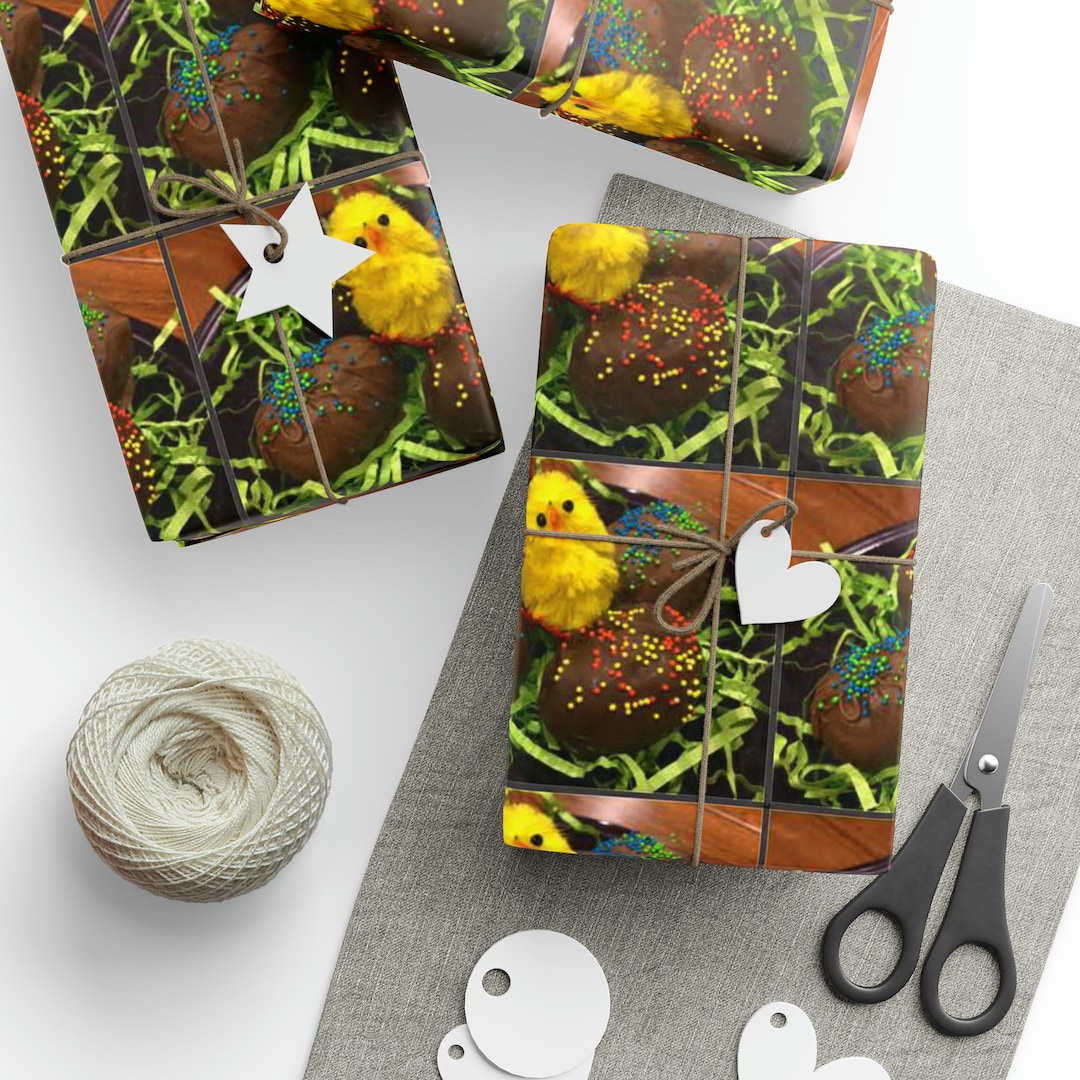Funny Fuzzy Baby Chick With Chocolate Easter Eggs Wrapping Papers - Etsy