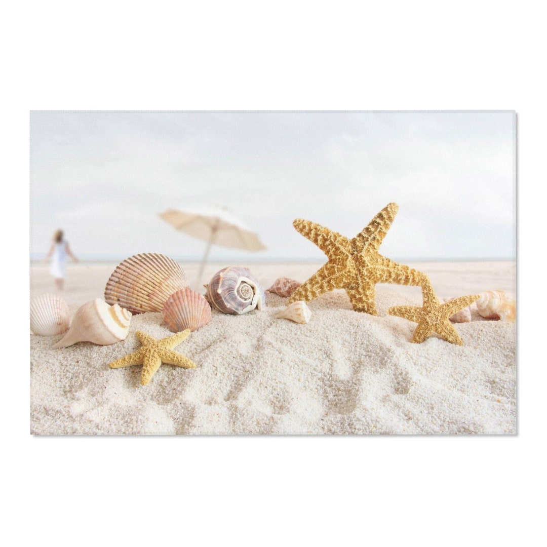 Seashells Starfish Beach Area Rugs - Etsy