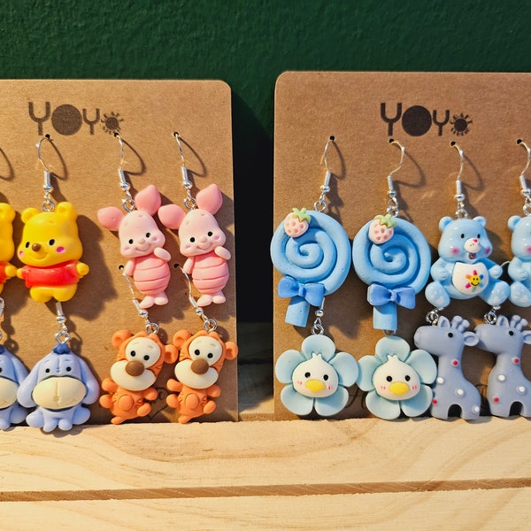 Cartoon Earrings - Etsy UK