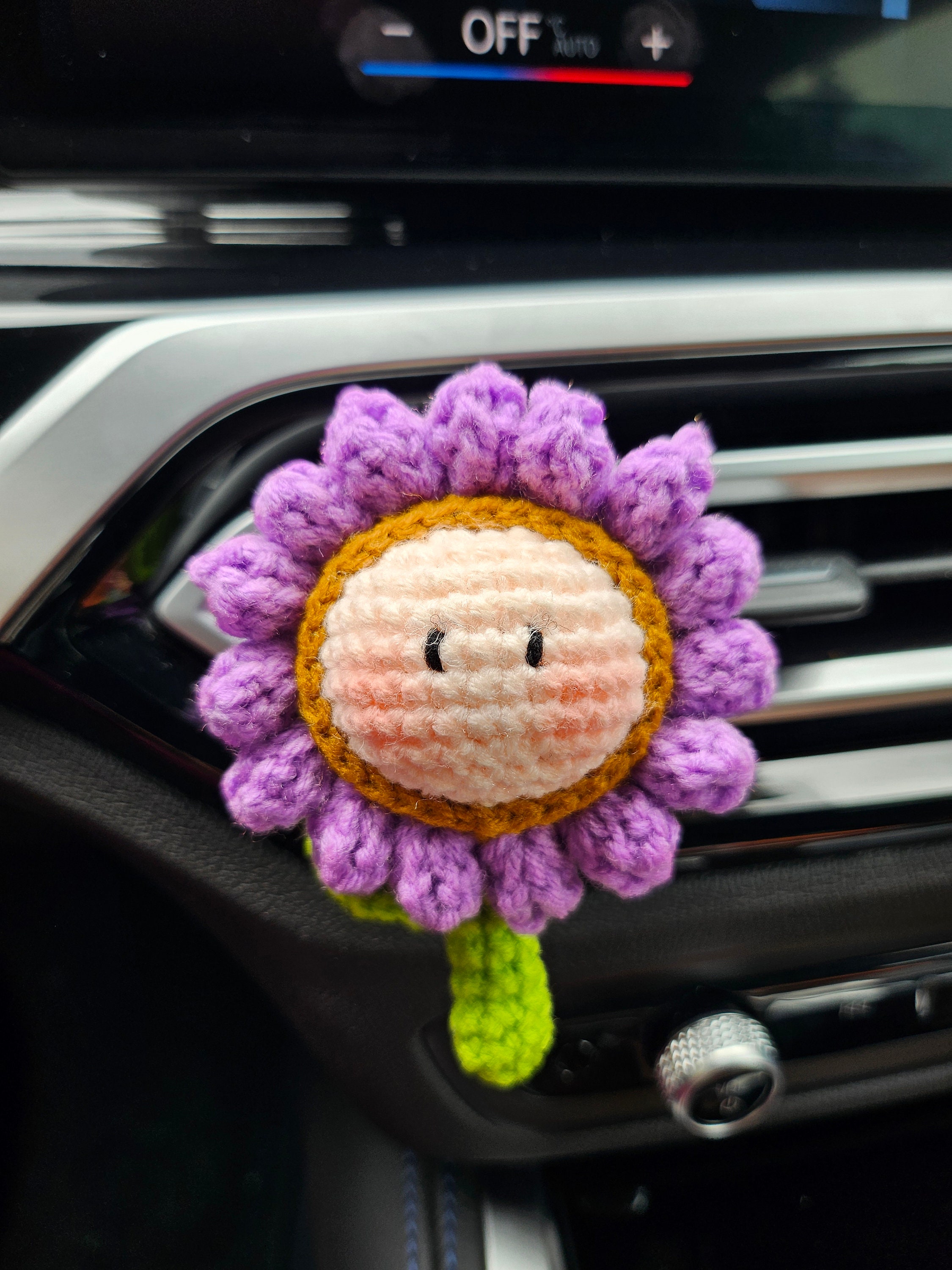 Handmade Crochet Cute Flower Car Air Freshener, Car Vent Clip ...