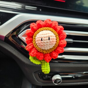 Handmade Crochet Cute Flower Car Air Freshener, Car Vent Clip ...