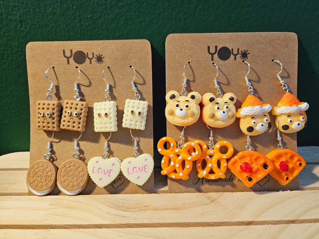 4 Pairs/set Cute Food Earrings, Kawaii Earrings, Dangle Earrings, Gift ...