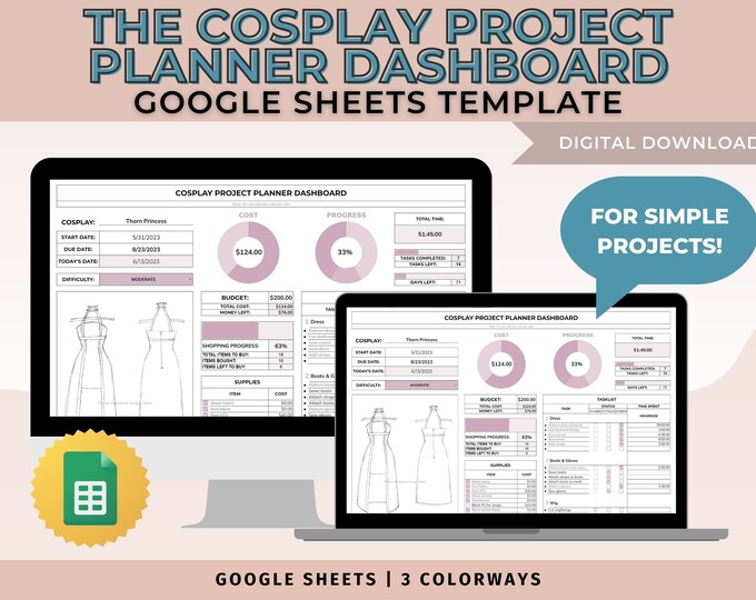 The Cosplay Project Planner Dashboard Google Sheets Template | Cosplay ...