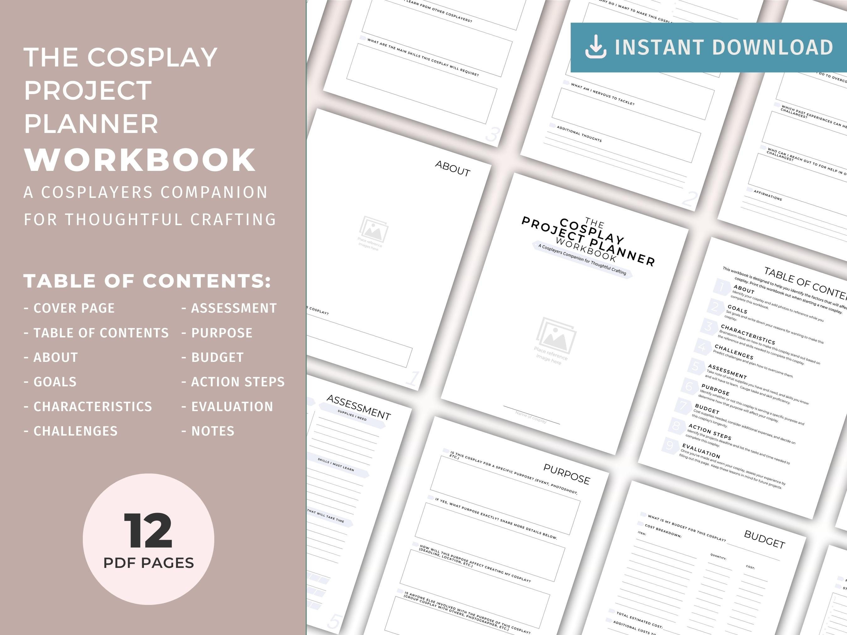 The Cosplay Project Planner Workbook Digital Download, Printable ...