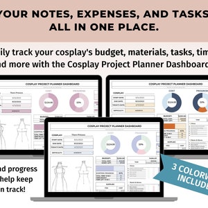 The Cosplay Project Planner Dashboard Google Sheets Template Cosplay ...