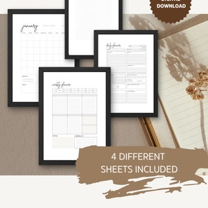 Simple Annual Digital Planner, Non-dated Calendar, Monthly, Weekly and ...