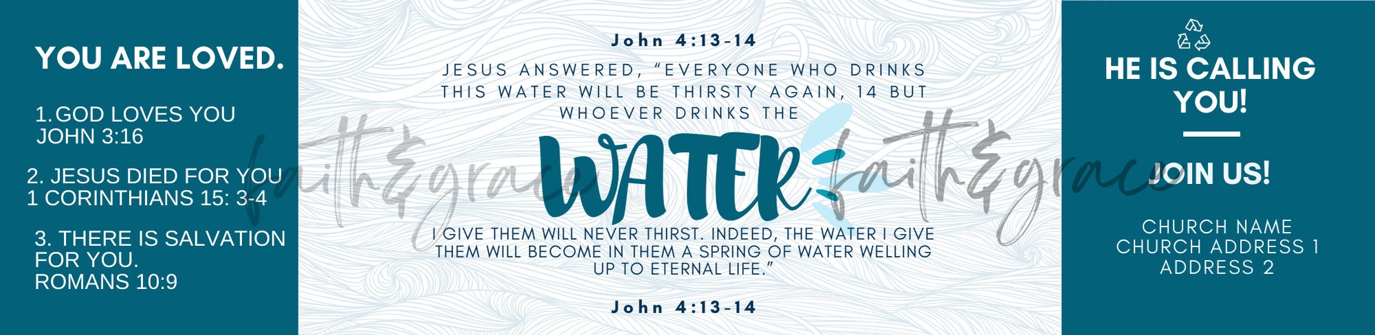 Water Labels for Evangelism CANVA TEMPLATE - Etsy