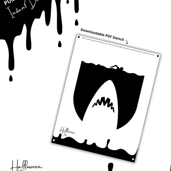 Jaws Pumpkin Stencil - Etsy