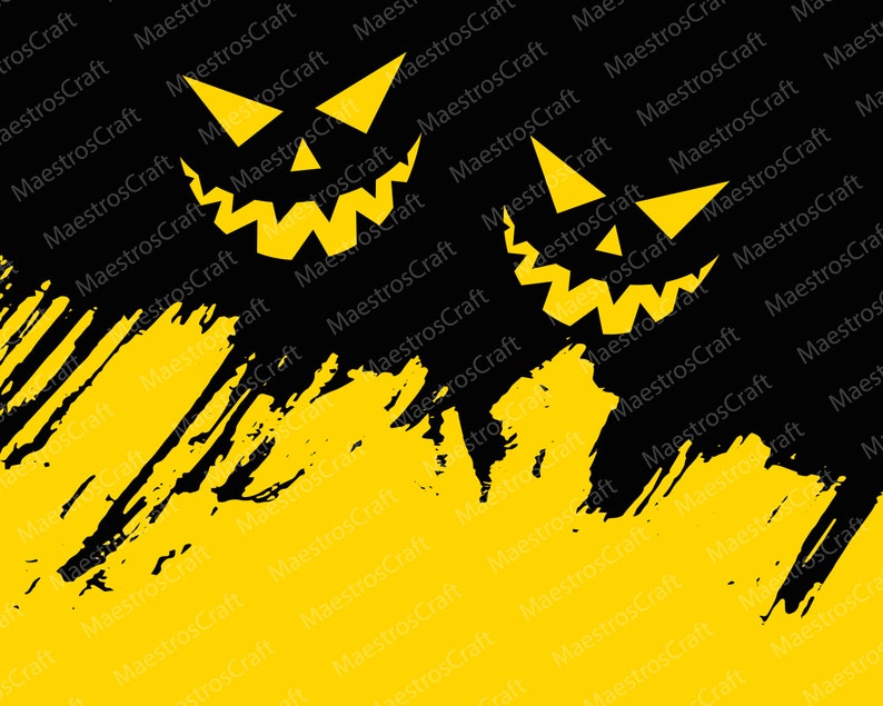 Creepy Yellow Smile Halloween, Digital Art, Instant Download, Halloween ...