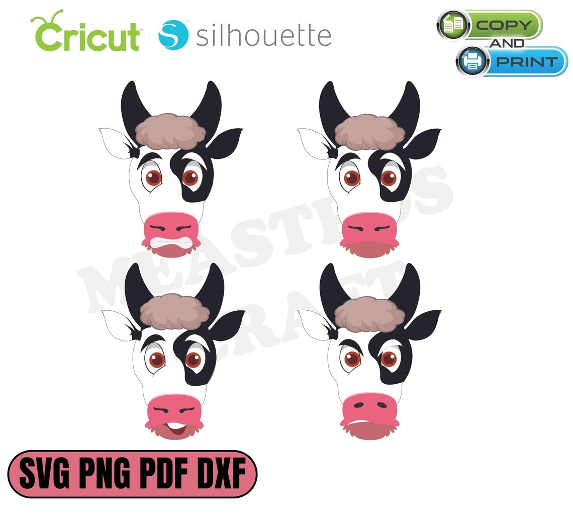 Cow, Cow Files for Cricut, Cow Face Svg, Instant Download Cow, Cow Head ...
