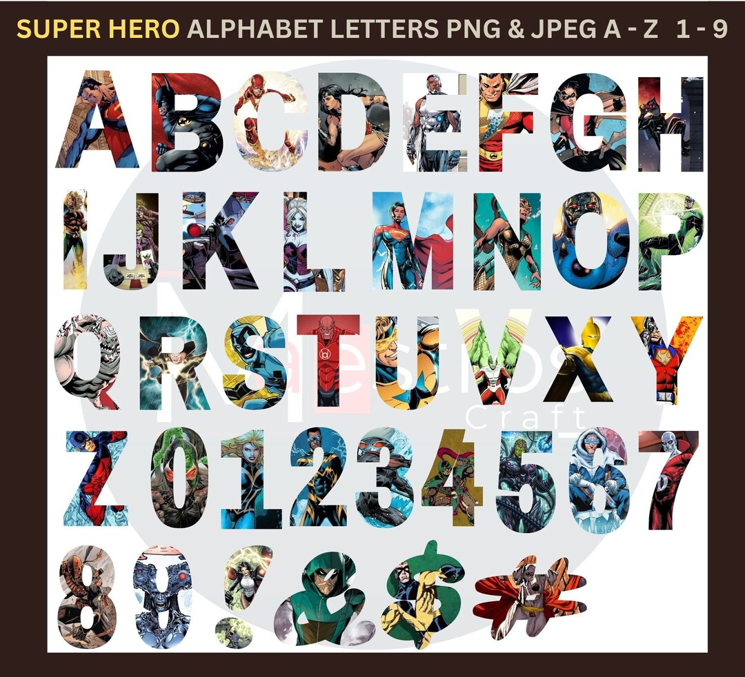 Superhero Alphabet PNG Superhero Letter Font Clip Art PNG - Etsy