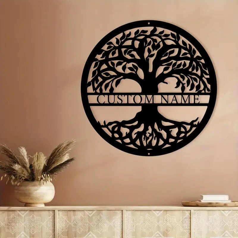 Custom Metal Tree Sign, Personalized Tree Signs, Farmhouse Wall Decor ...