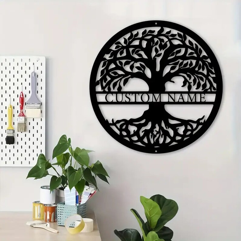 Custom Metal Tree Sign, Personalized Tree Signs, Farmhouse Wall Decor ...