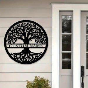 Custom Metal Tree Sign, Personalized Tree Signs, Farmhouse Wall Decor ...