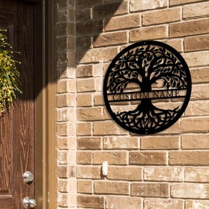 Custom Metal Tree Sign, Personalized Tree Signs, Farmhouse Wall Decor ...