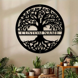 Custom Metal Tree Sign, Personalized Tree Signs, Farmhouse Wall Decor ...
