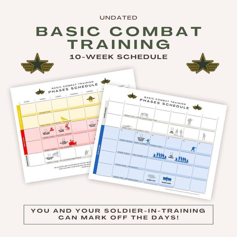 Army Basic Combat Training 10 Week Schedule and Countdown Calendar for ...