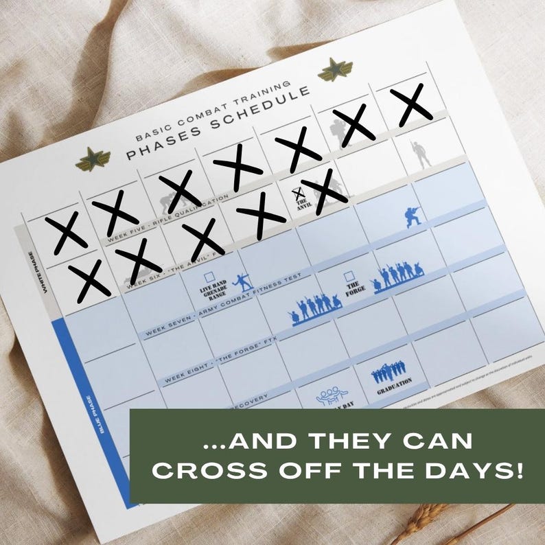 Army Basic Training Schedule and Countdown Calendar for Soldiers and ...