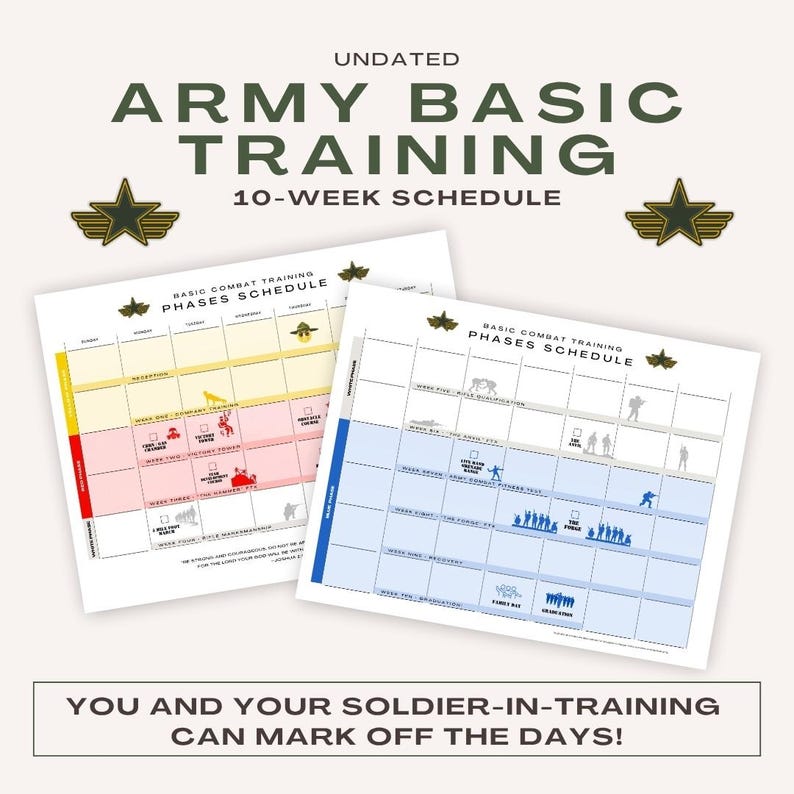 Army Basic Training Schedule and Countdown Calendar for Soldiers and ...