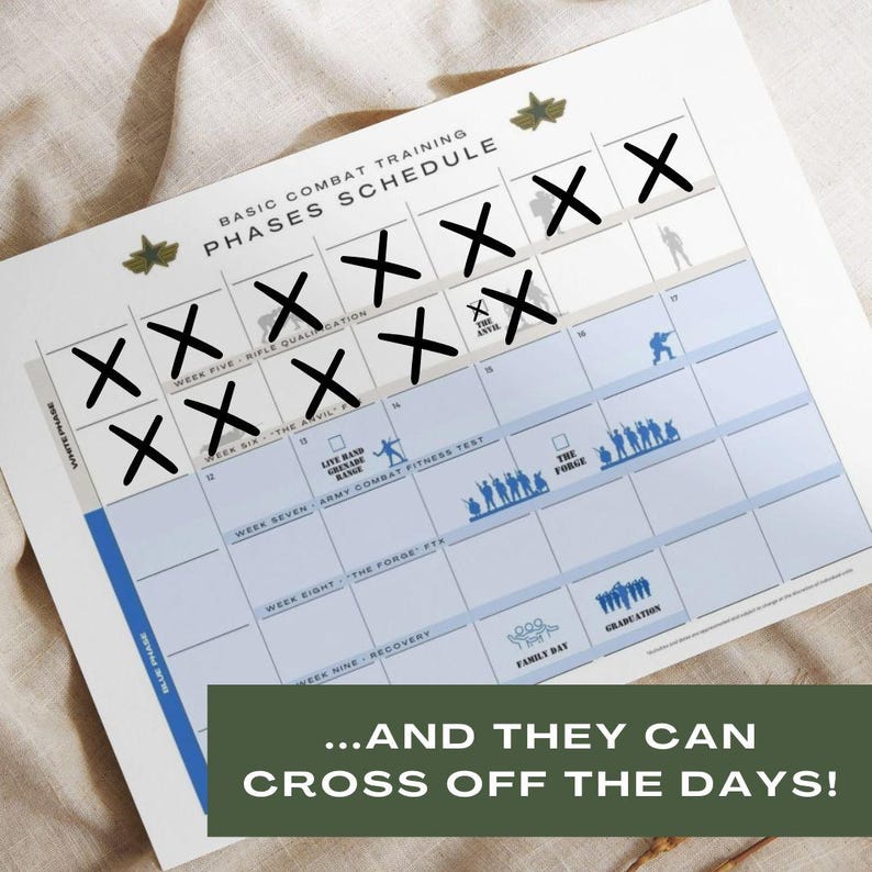 Army Basic Combat Training 10 Week Schedule and Countdown Calendar for ...