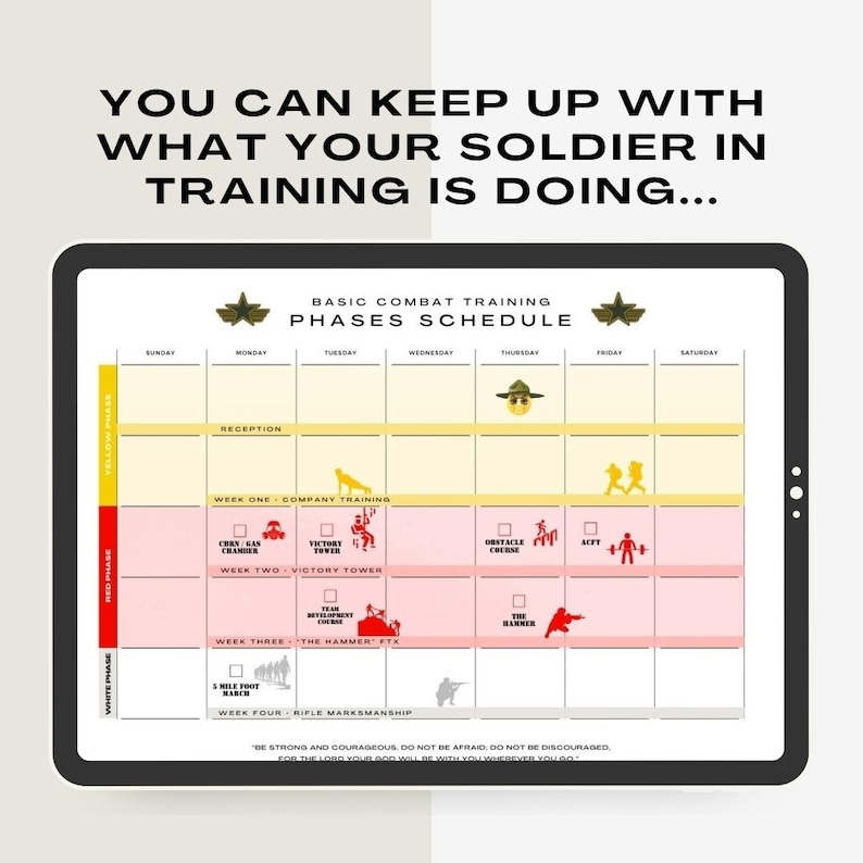 Army Basic Training Schedule and Countdown Calendar for Soldiers and ...