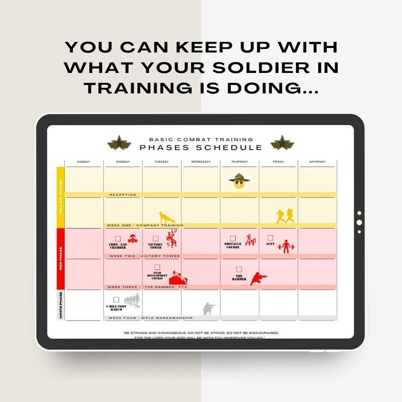 Army Basic Combat Training 10 Week Schedule and Countdown Calendar for Soldiers and Families - Etsy