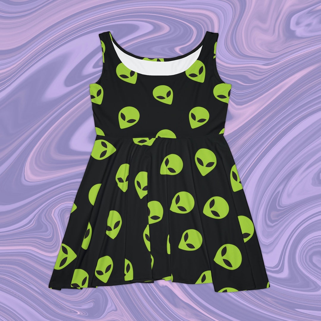 Alien Skater Dress, Flared Dress, Alien All Over Print, Cute Alien ...