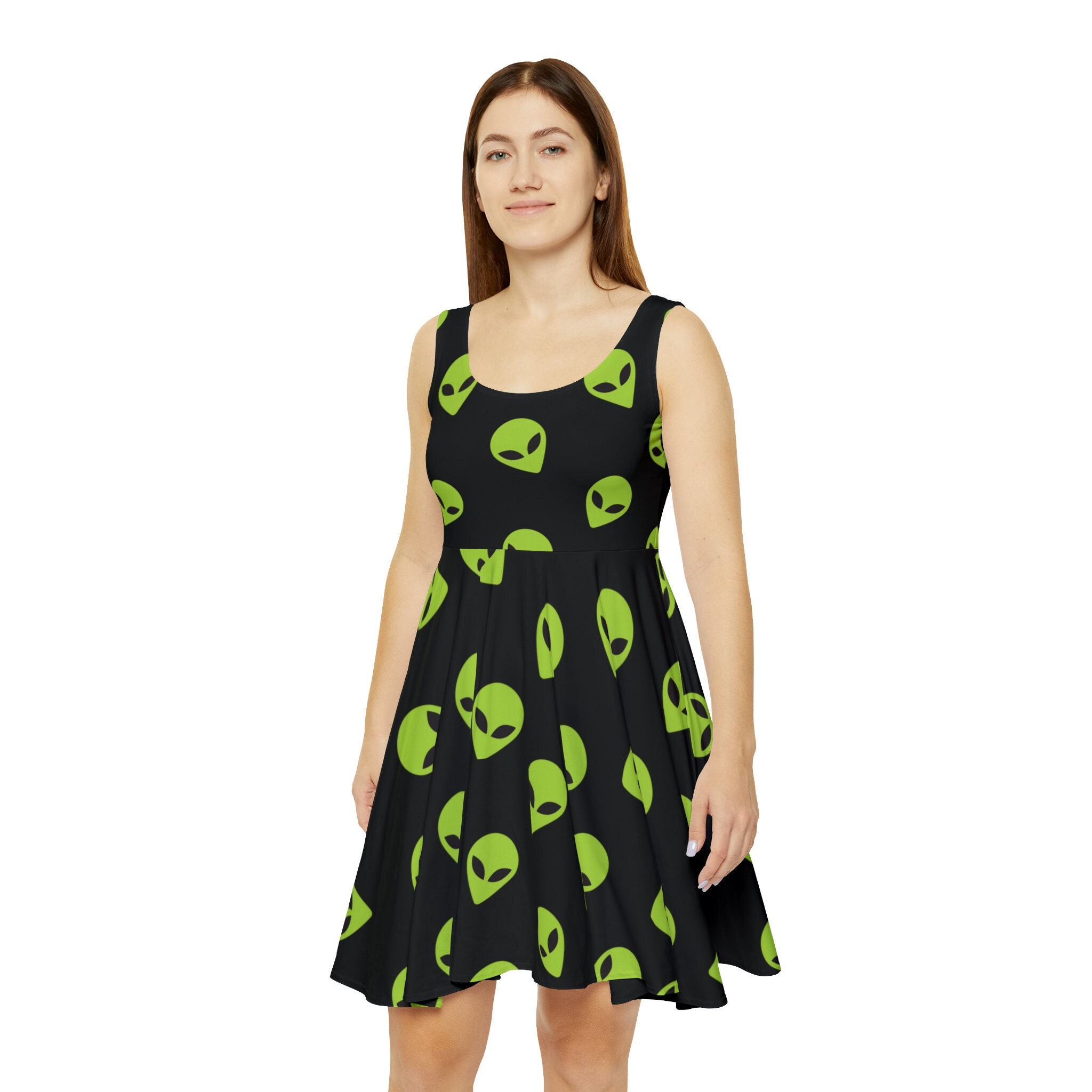 Alien Skater Dress, Flared Dress, Alien All Over Print, Cute Alien ...