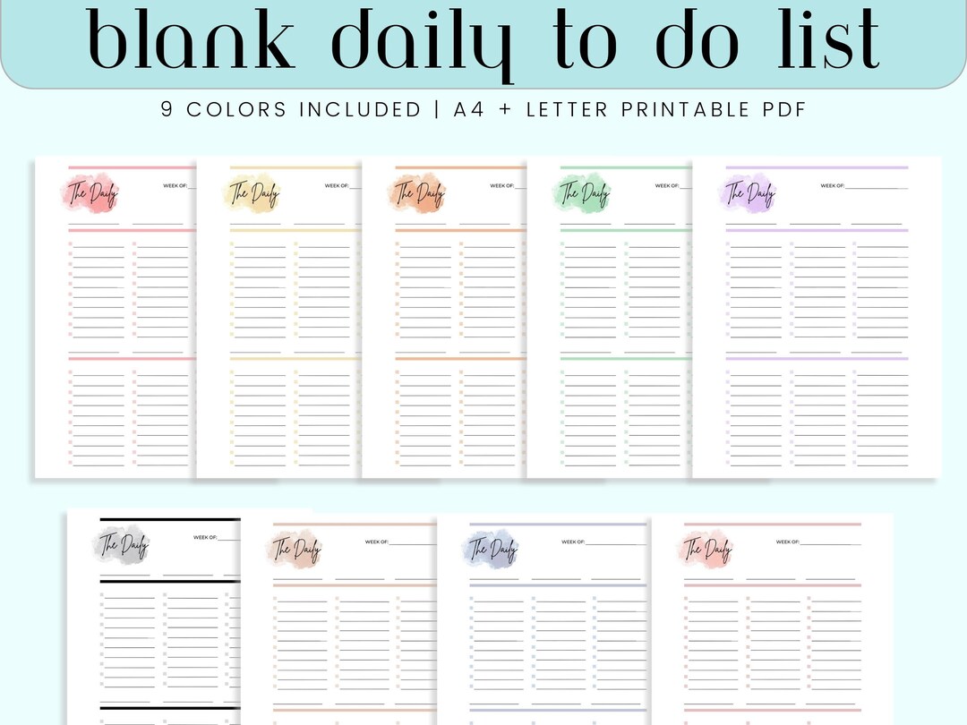 Daily Simple to Do List | Printable PDF | Planner Page | Blank Template ...