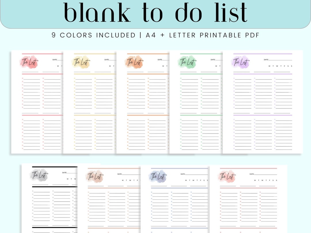 Blank Simple to Do List | Printable PDF | Planner Page | Template ...
