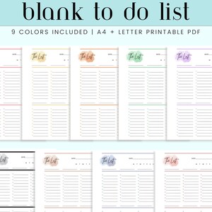 Blank Simple to Do List | Printable PDF | Planner Page | Template ...