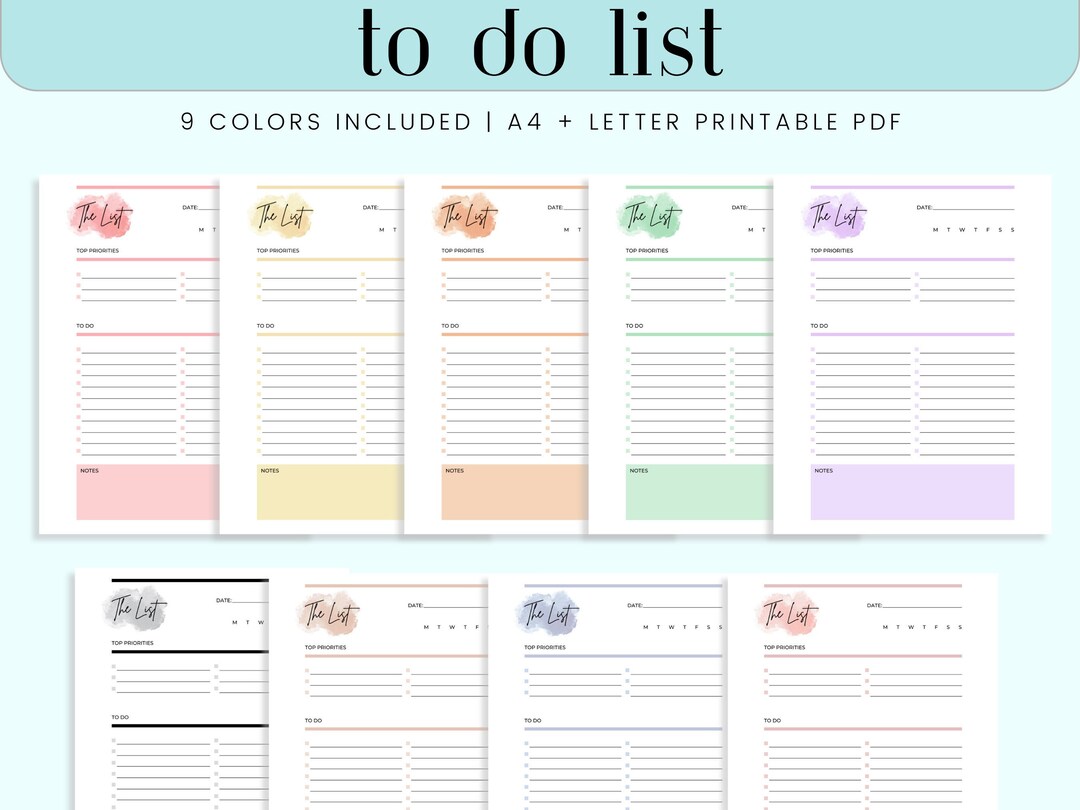 Minimalist to Do List | Printable PDF | Planner Page | Template | Daily ...