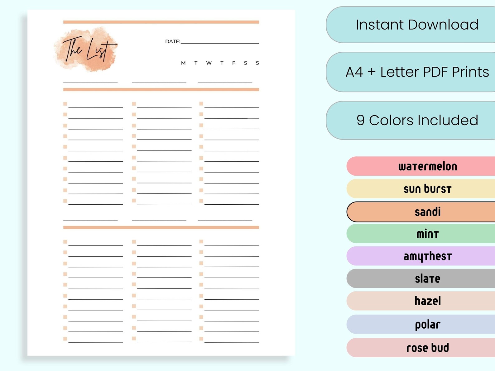 Blank Simple to Do List | Printable PDF | Planner Page | Template ...