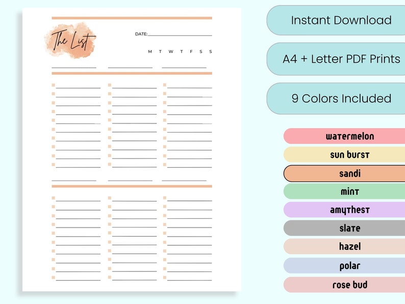 Blank Simple to Do List | Printable PDF | Planner Page | Template ...