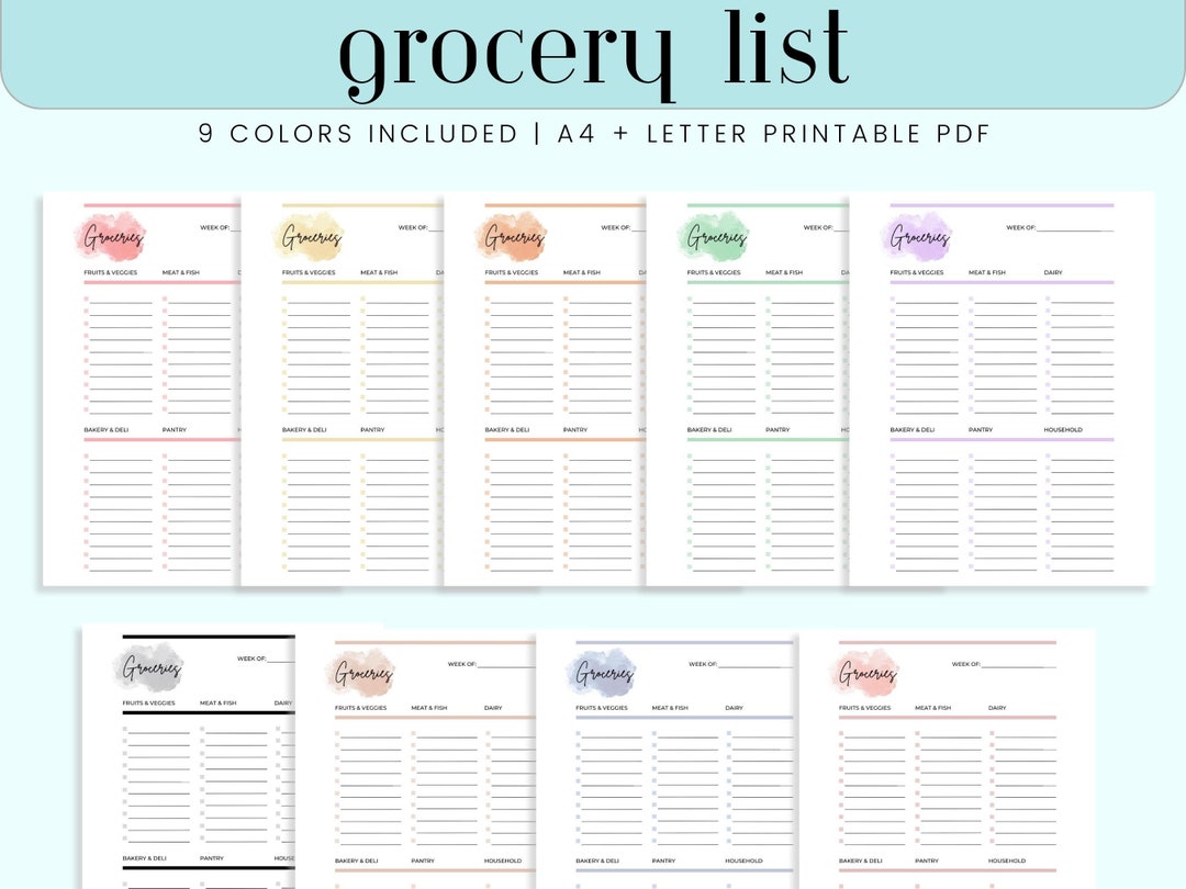 Minimal Grocery List | Printable PDF | Meal Planner | Template | Diet ...