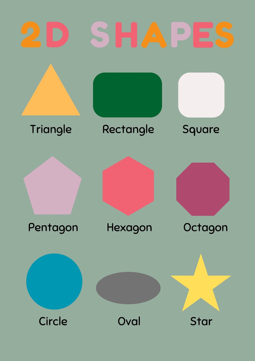 A1 2D Shapes Poster Digital Download - Etsy Canada