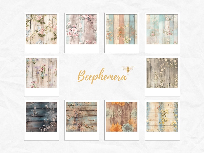Shabby Wood Textures Digital Paper, Seamless Floral Rustic Wood Digital ...
