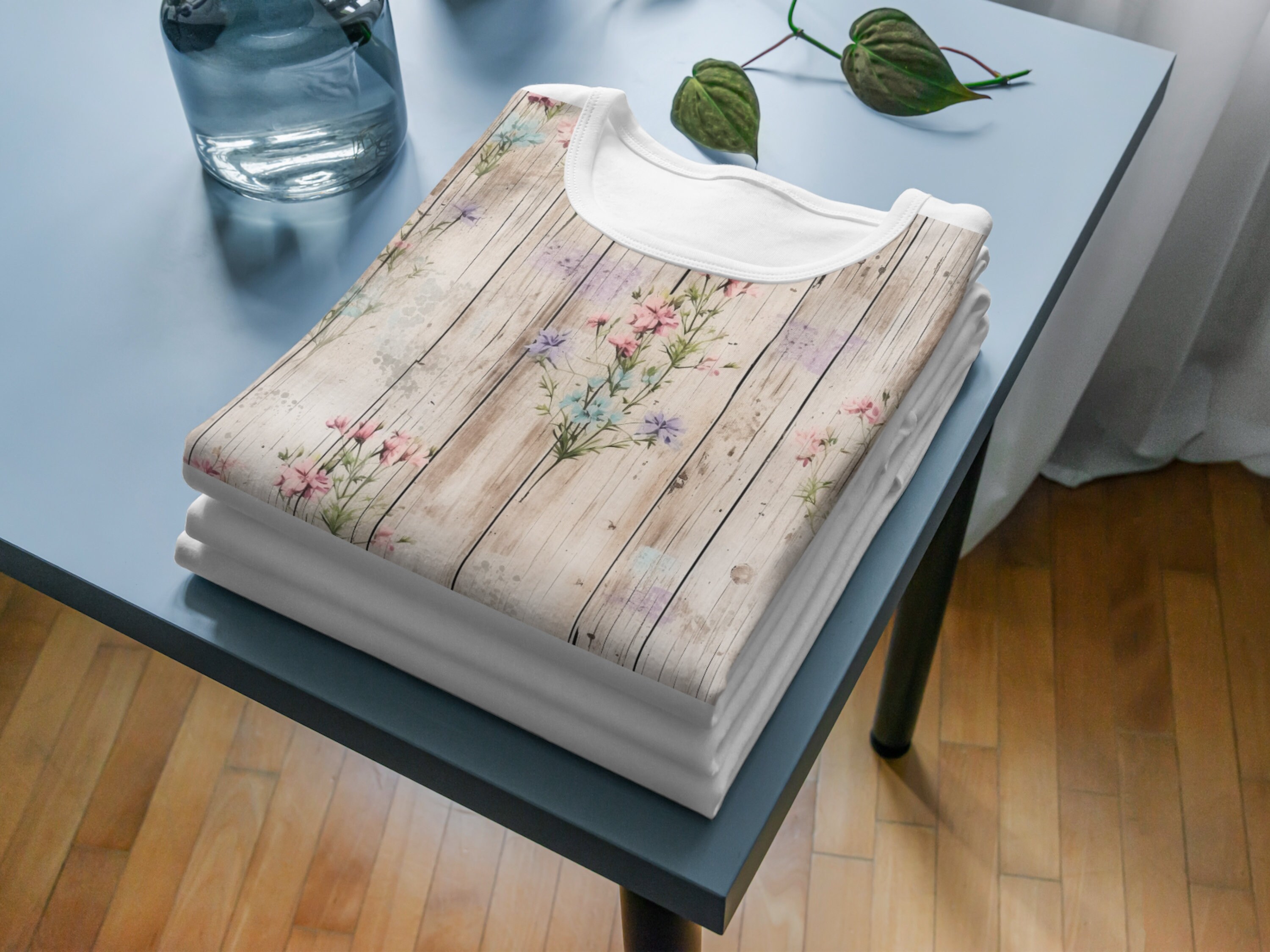 Shabby Wood Textures Digital Paper, Seamless Floral Rustic Wood Digital ...