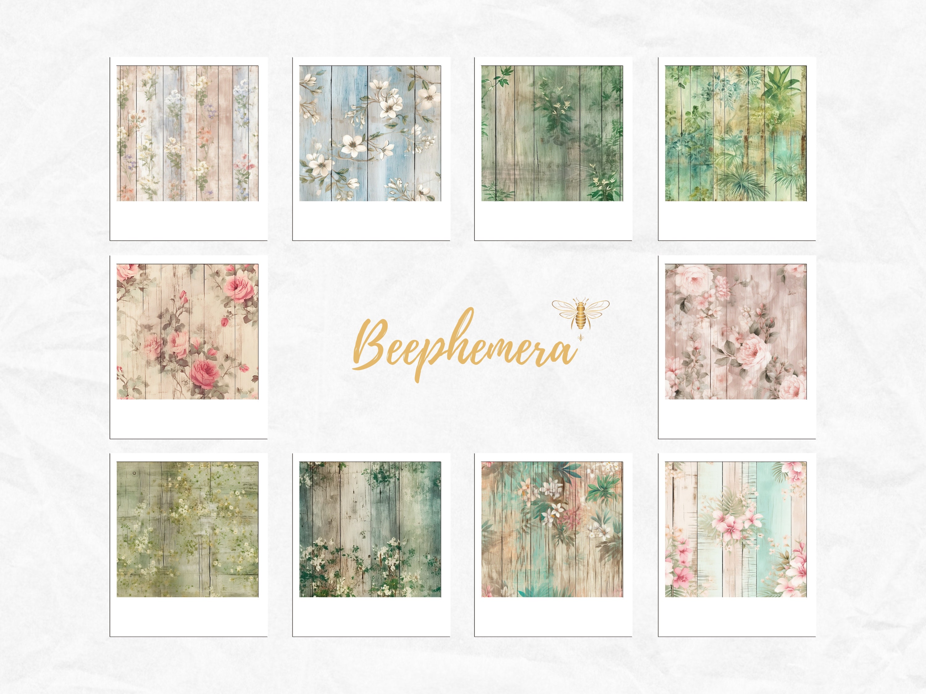 Shabby Wood Textures Digital Paper, Seamless Floral Rustic Wood Digital ...