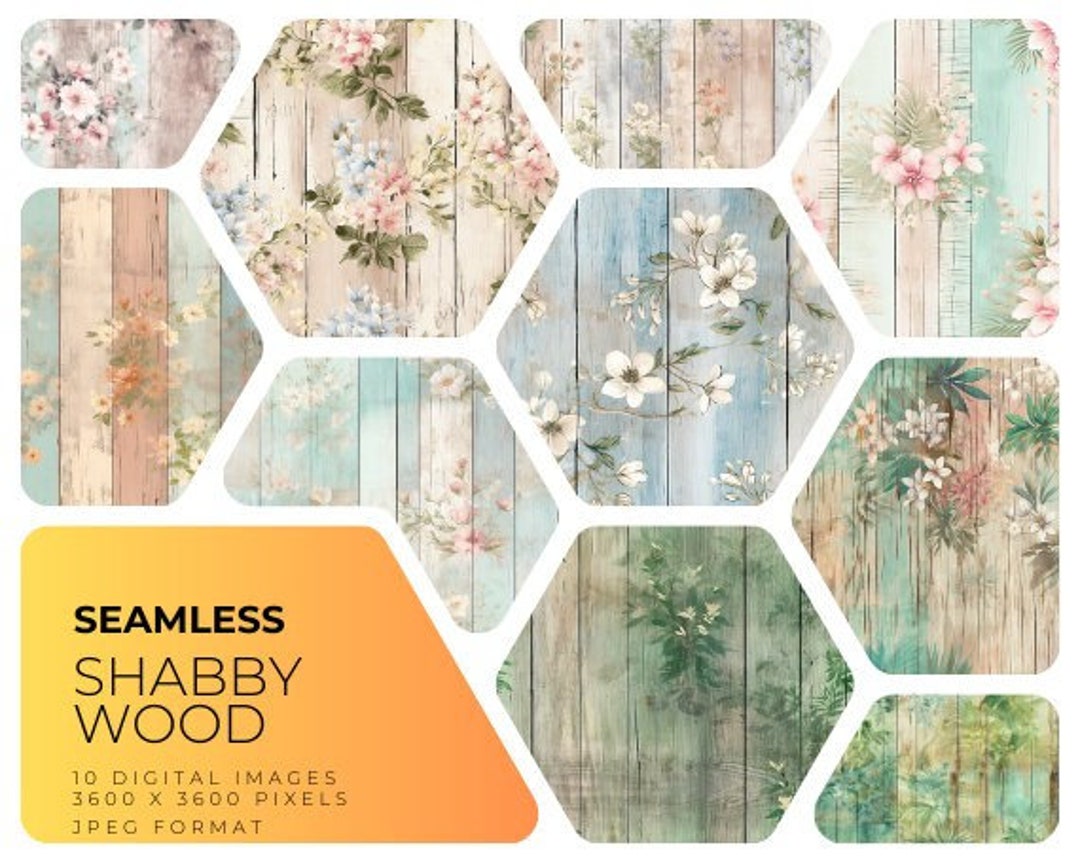 Shabby Wood Textures Digital Paper Seamless Floral Rustic - Etsy