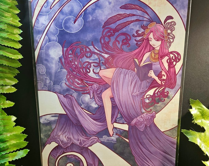 Art Nouveau Celestial Moonlit Bathing Lady Poster - Etsy