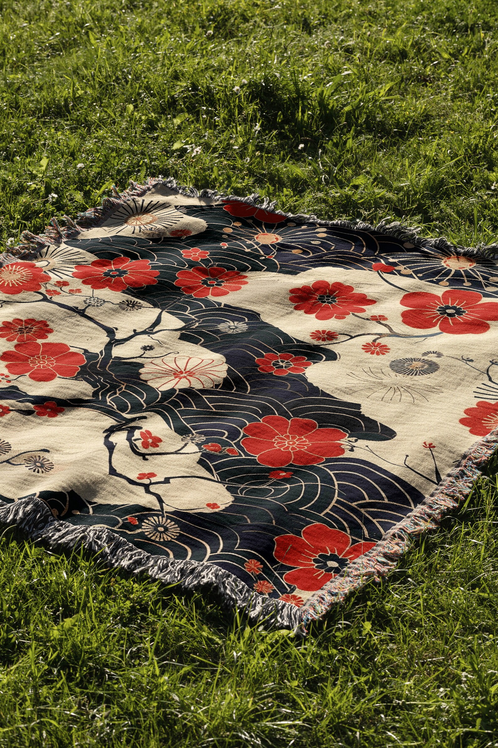 Japanese Midcentury Modern Woven Blanket - Traditional Elegance Decor ...