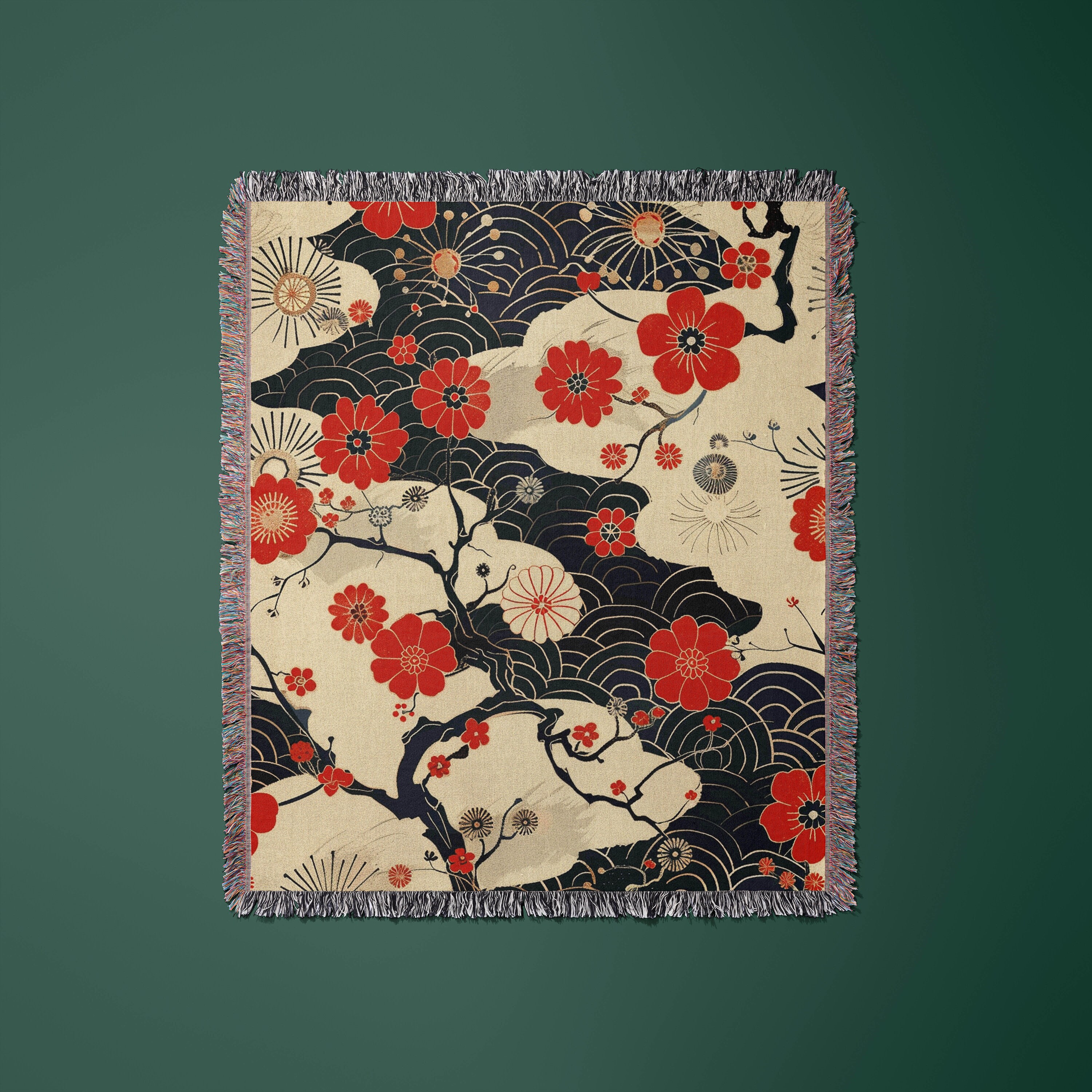 Japanese Midcentury Modern Woven Blanket - Traditional Elegance Decor ...
